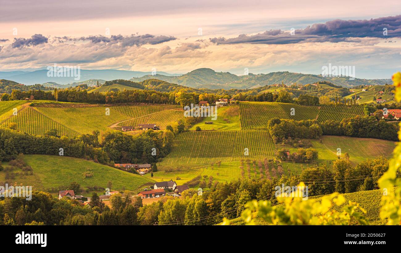 South styria vineyards landscape, near Gamlitz, Austria, Eckberg ...