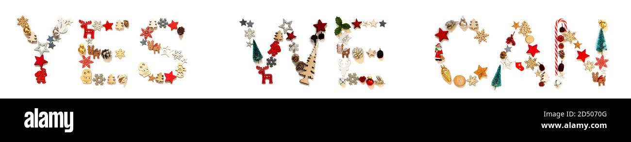 Colorful Christmas Decoration Letter Building Word Yes We Can Stock ...
