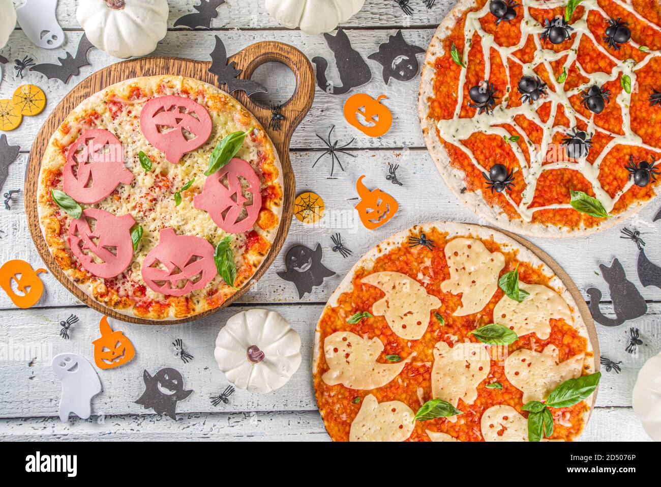Various Halloween funny pizza. Halloween party recipe, Creative idea ...
