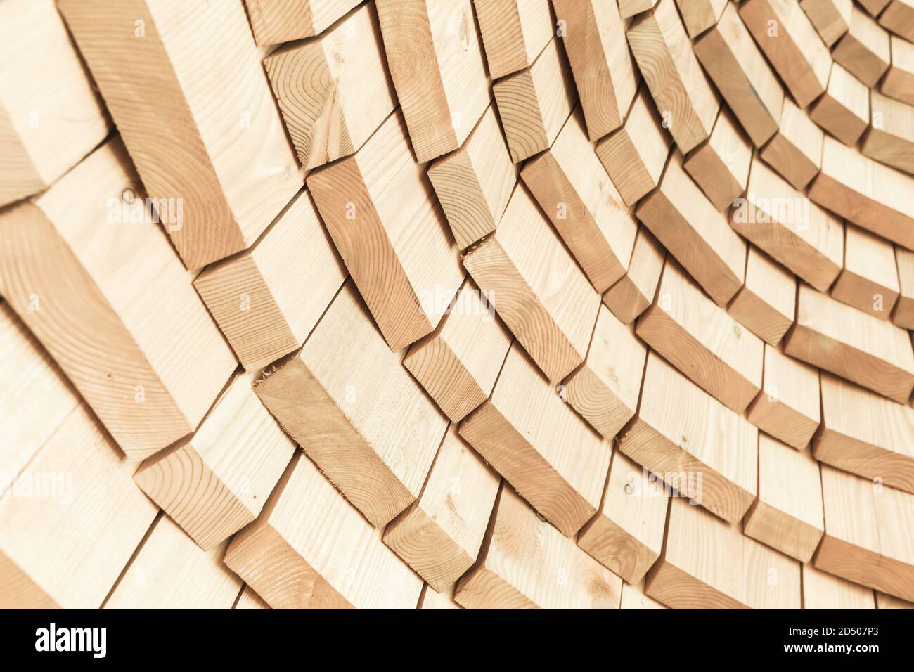 Abstract wooden background texture, round wall structure, close-up ...