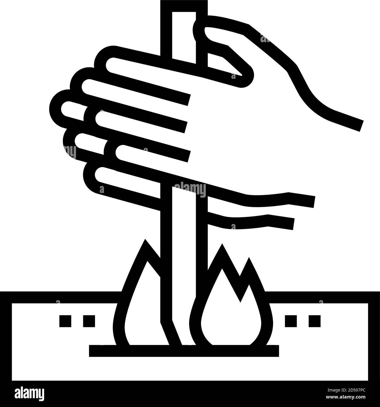 making fire by friction line icon vector illustration Stock Vector ...