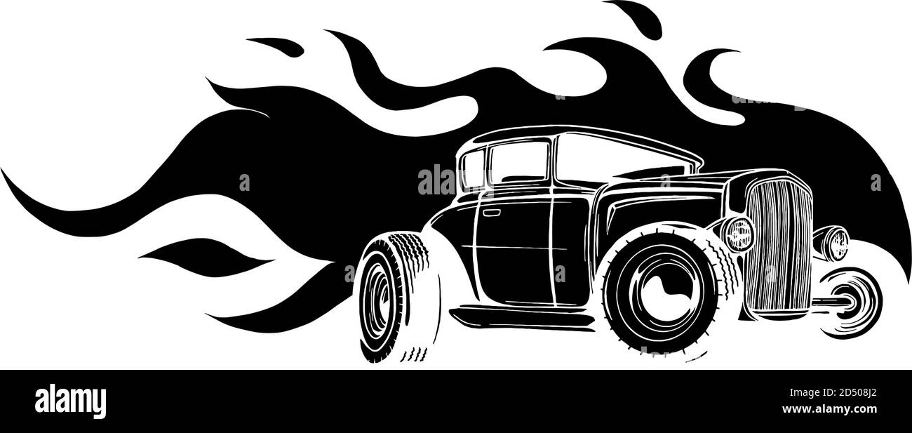 Fast car flames black silhouette vector illustration desgn art Stock ...