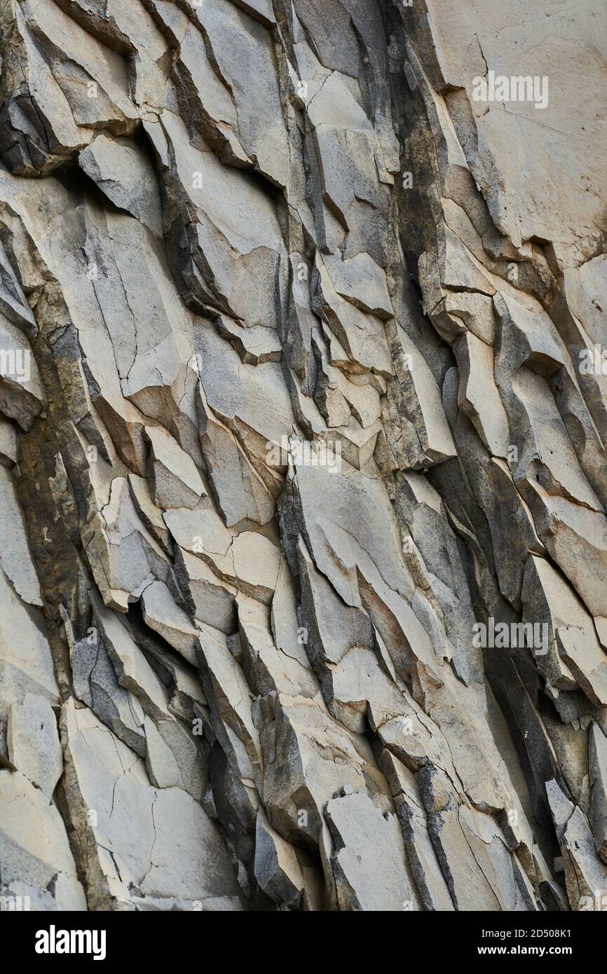 Various rock formation in geological layers in an abandoned quarry ...