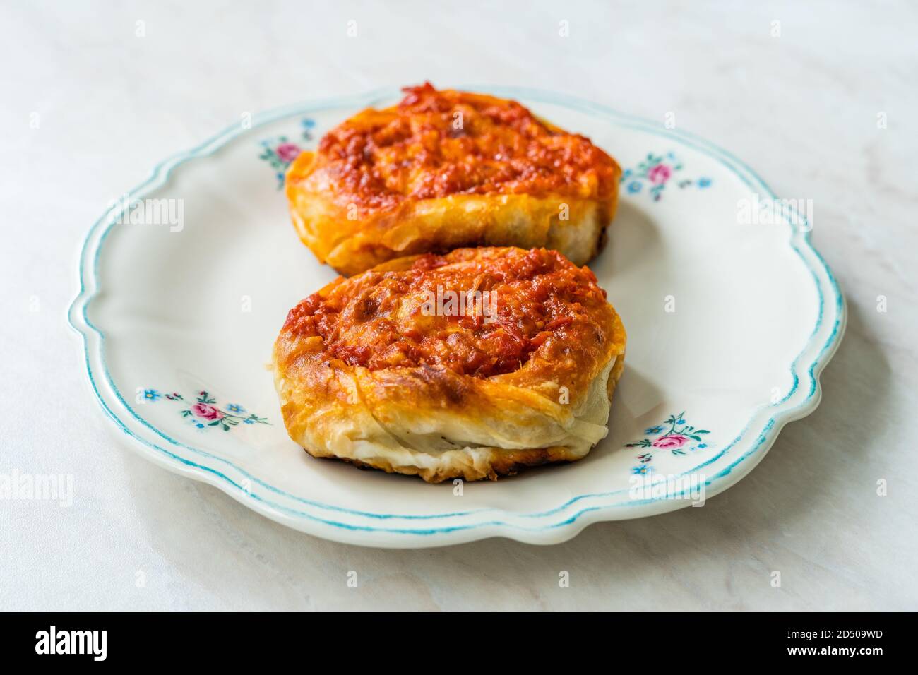 Turkish Traditional Food Borek Manti with Minced Meat, Tomato Paste and ...