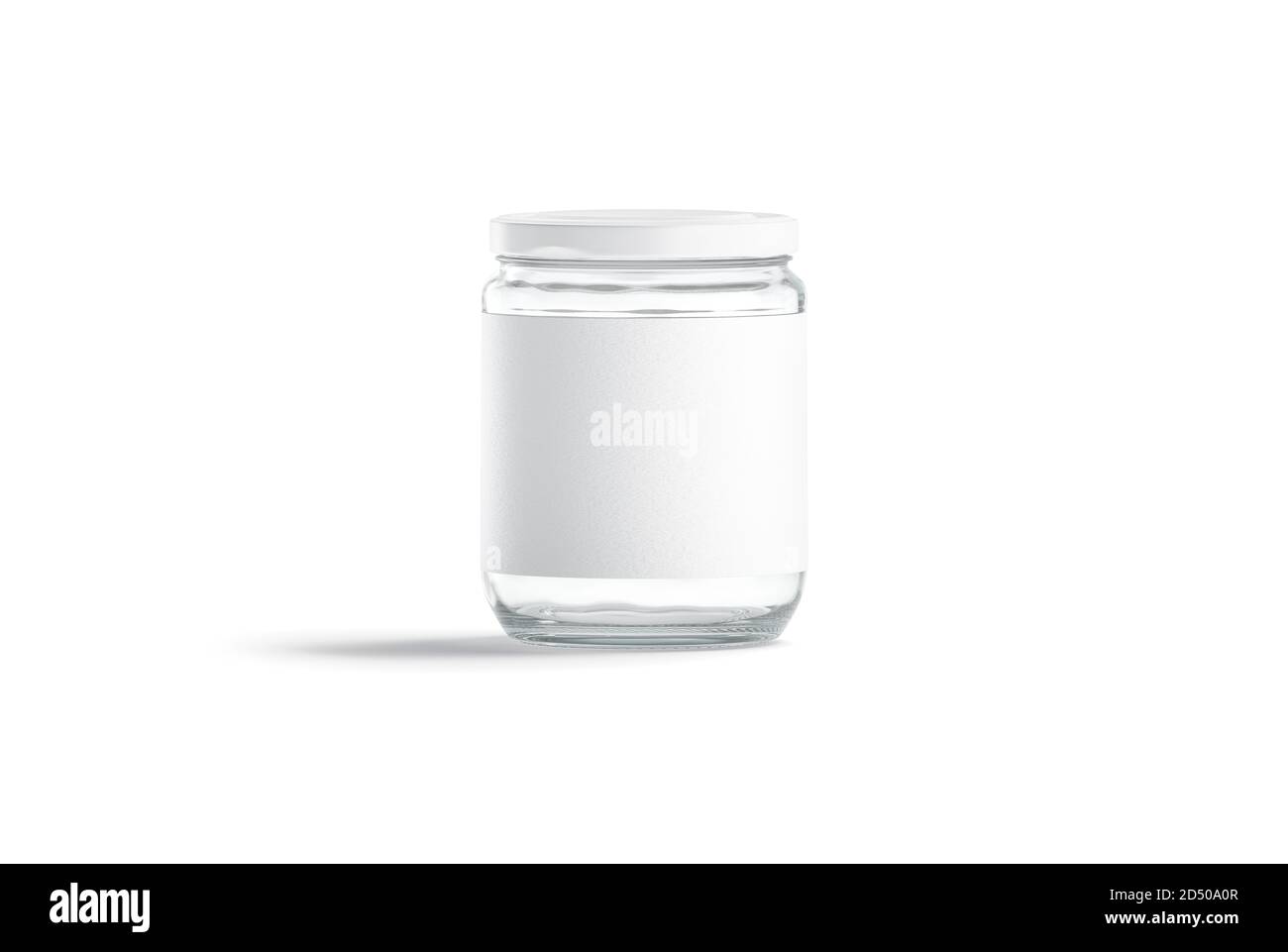 Blank glass jar with white label and cap mockup, isolated Stock Photo ...