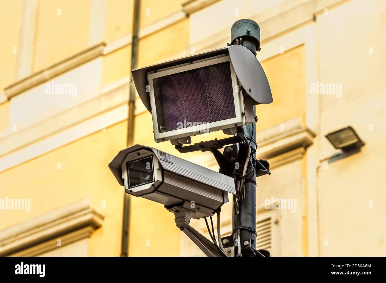 cameras monitoring the entry to restricted traffic zone Stock Photo - Alamy