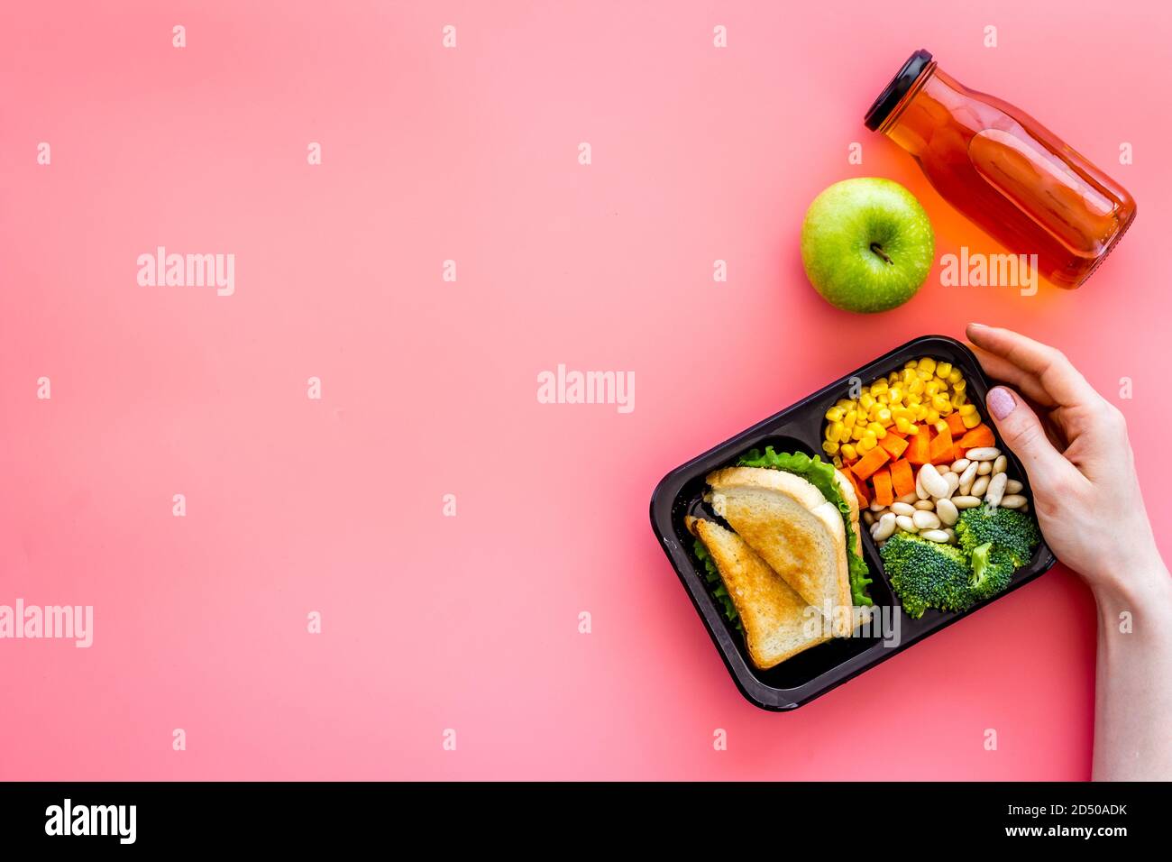 Overhead view of food delivery lunch boxes with meal Stock Photo - Alamy