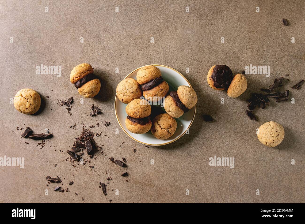 Baci di dama homemade italian hazelnut biscuits cookies with chocolate ...