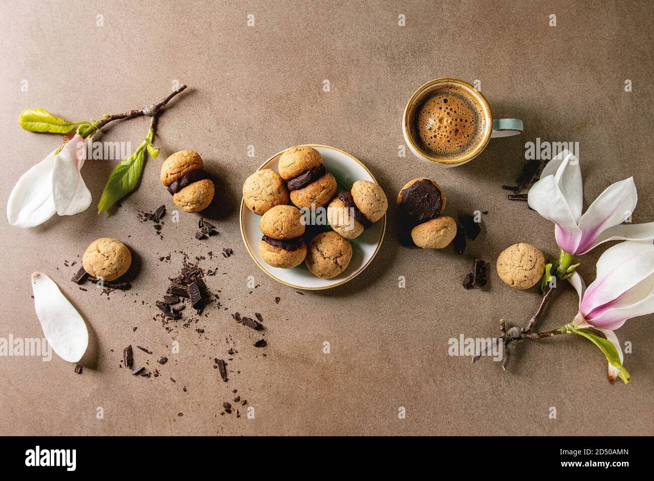 Baci di dama homemade italian hazelnut biscuits cookies with chocolate ...