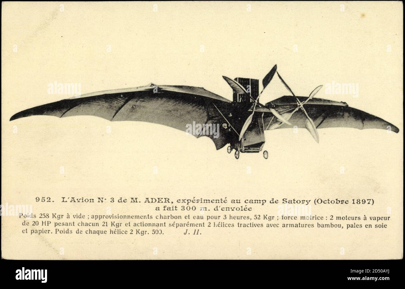 L'Avion No 3 de M. Ader, Camp de Satory, 1897 | usage worldwide Stock ...