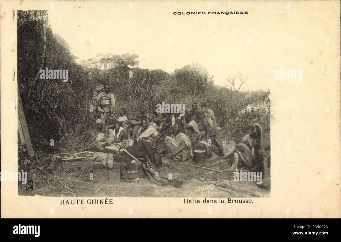 Haute Guinée Guinea, Colonies Francaises, Halte dans la Brousse | usage ...
