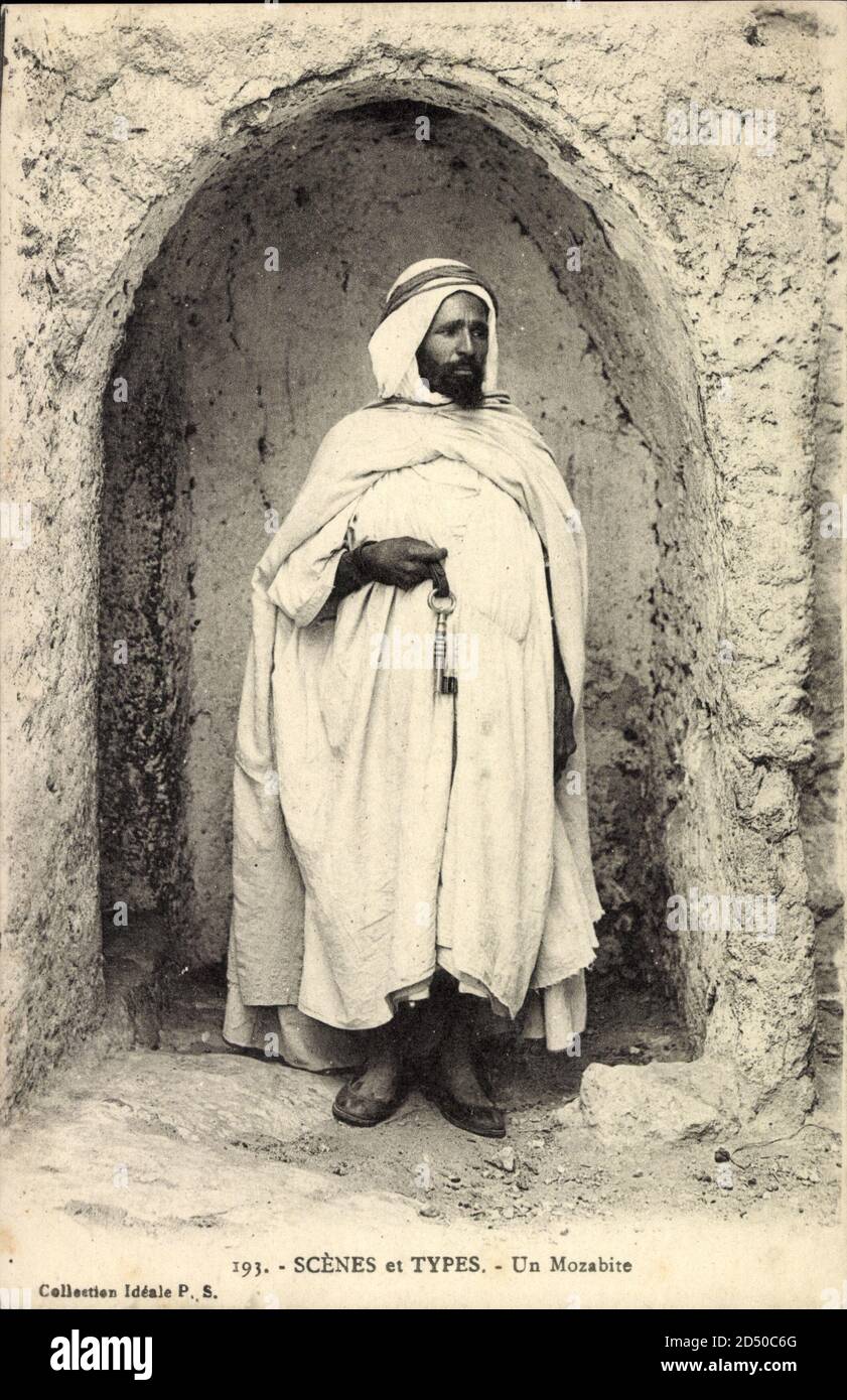 Scenes et Types, Un Mozabite, Algerien, Sahara, Schlüssel in der Hand ...