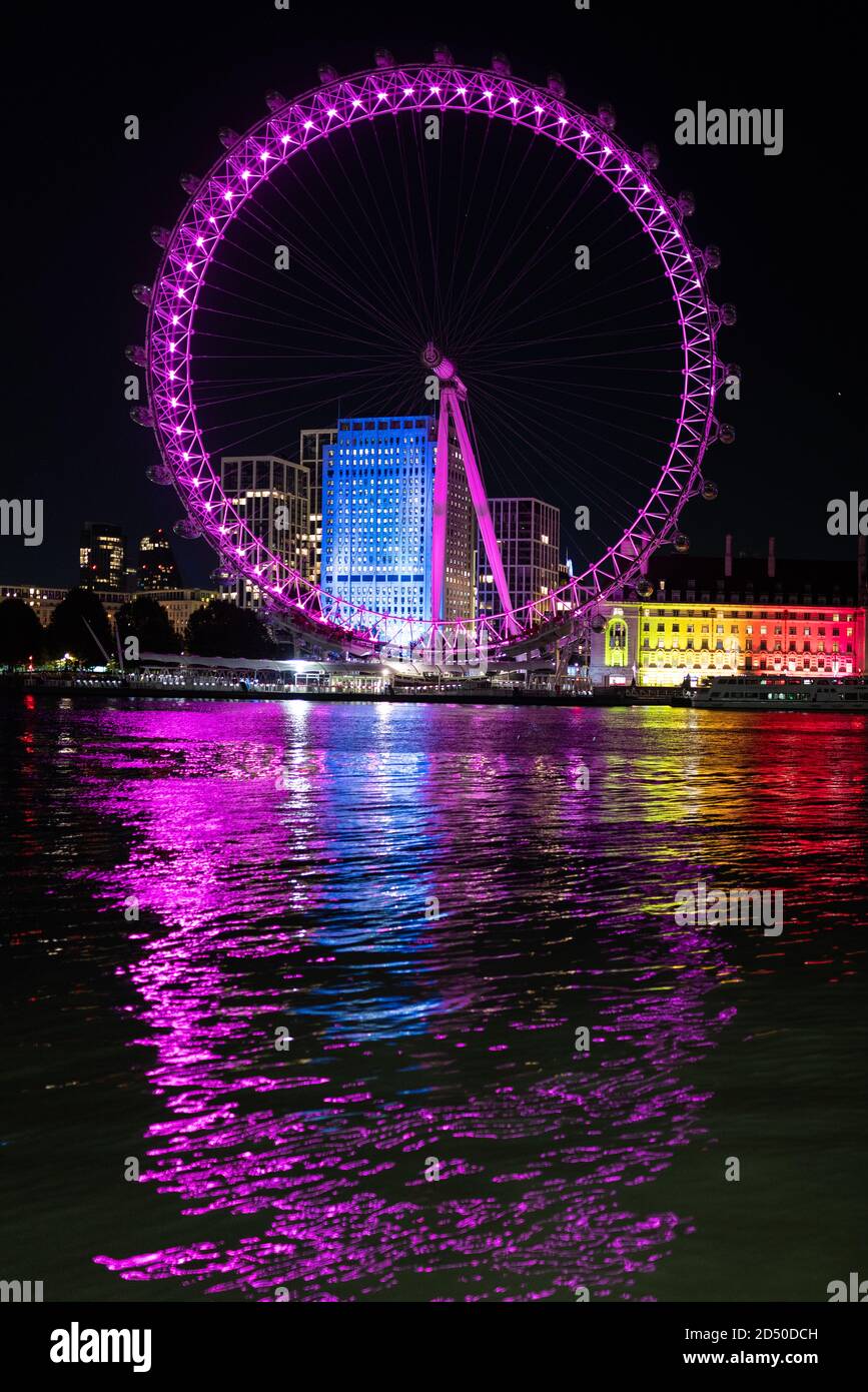 London eye and the southbank place Stock Photo - Alamy
