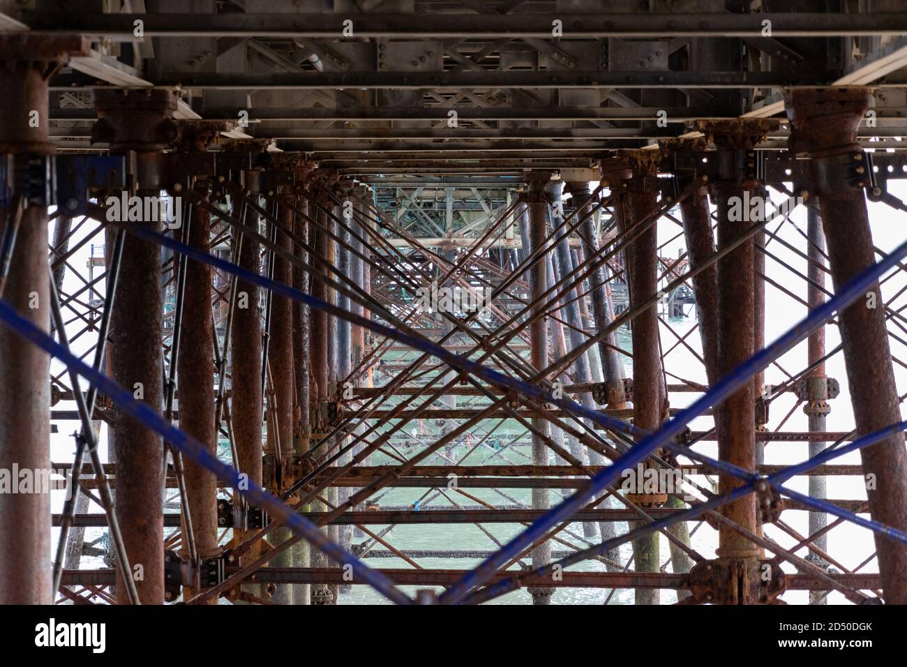 Metal truss supports under the Eastbourne Pier, Eastbourne, UK Stock ...