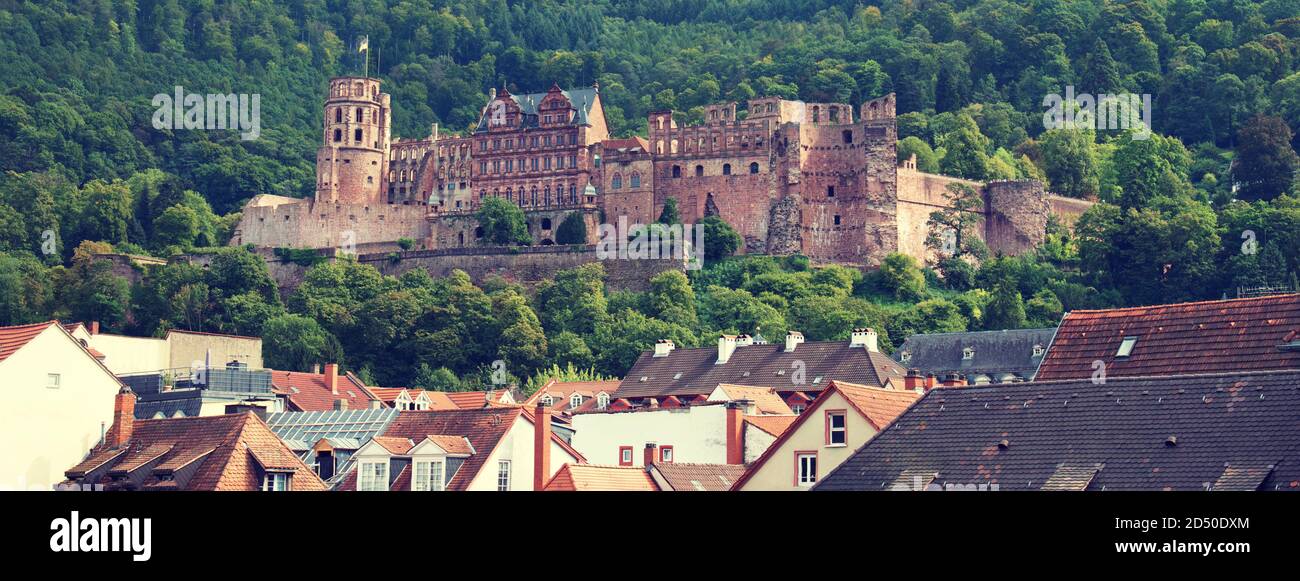 View of Heidelberg Castle from the old bridge Stock Photo - Alamy