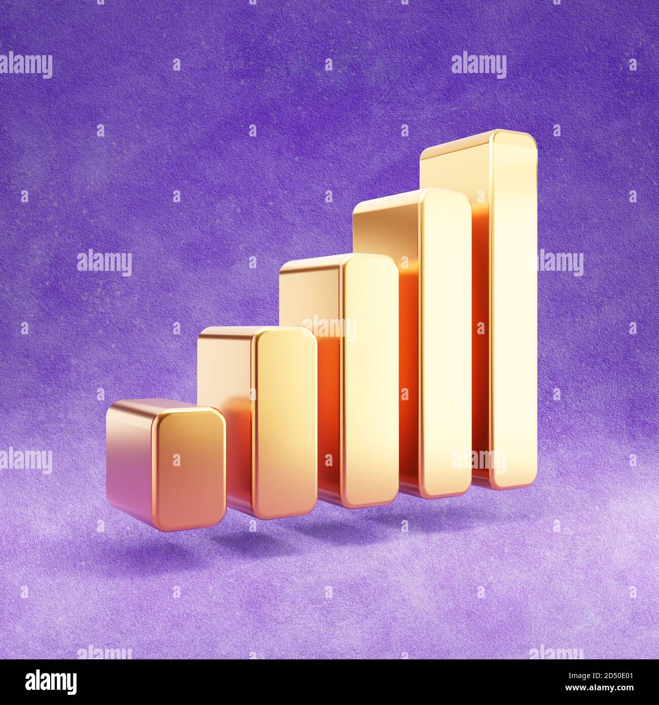 Signal icon. Gold glossy Signal symbol isolated on violet velvet ...