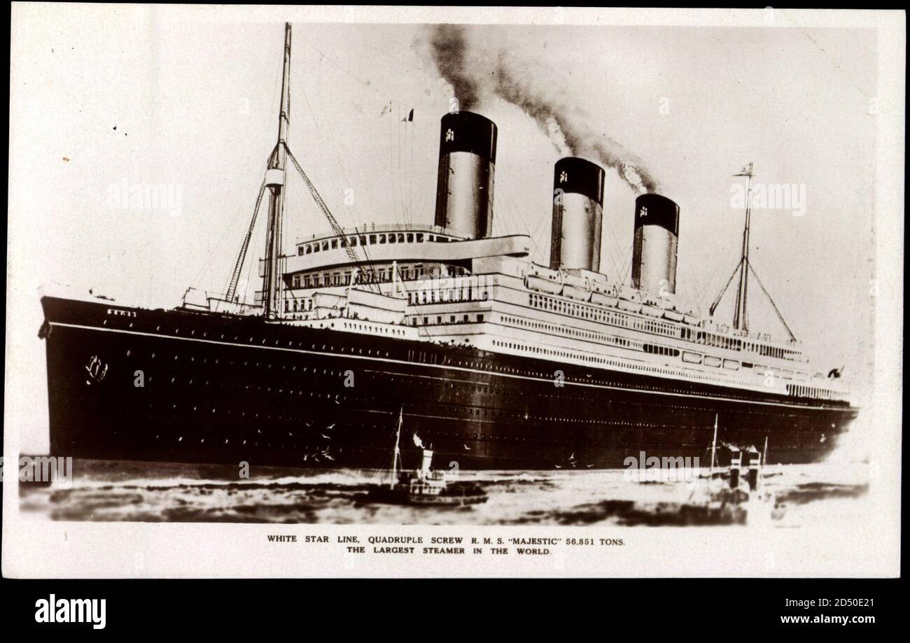 Blick zum Dampfer Majestic der White Star Line | usage worldwide Stock ...