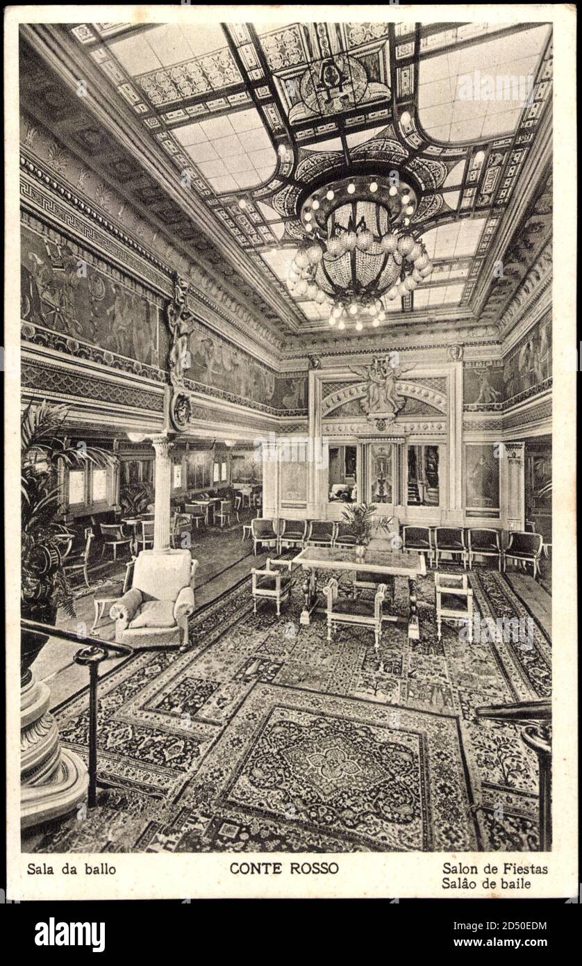 Dampfer Conte Rosso Italian Line, Sala di Ballo | usage worldwide Stock ...