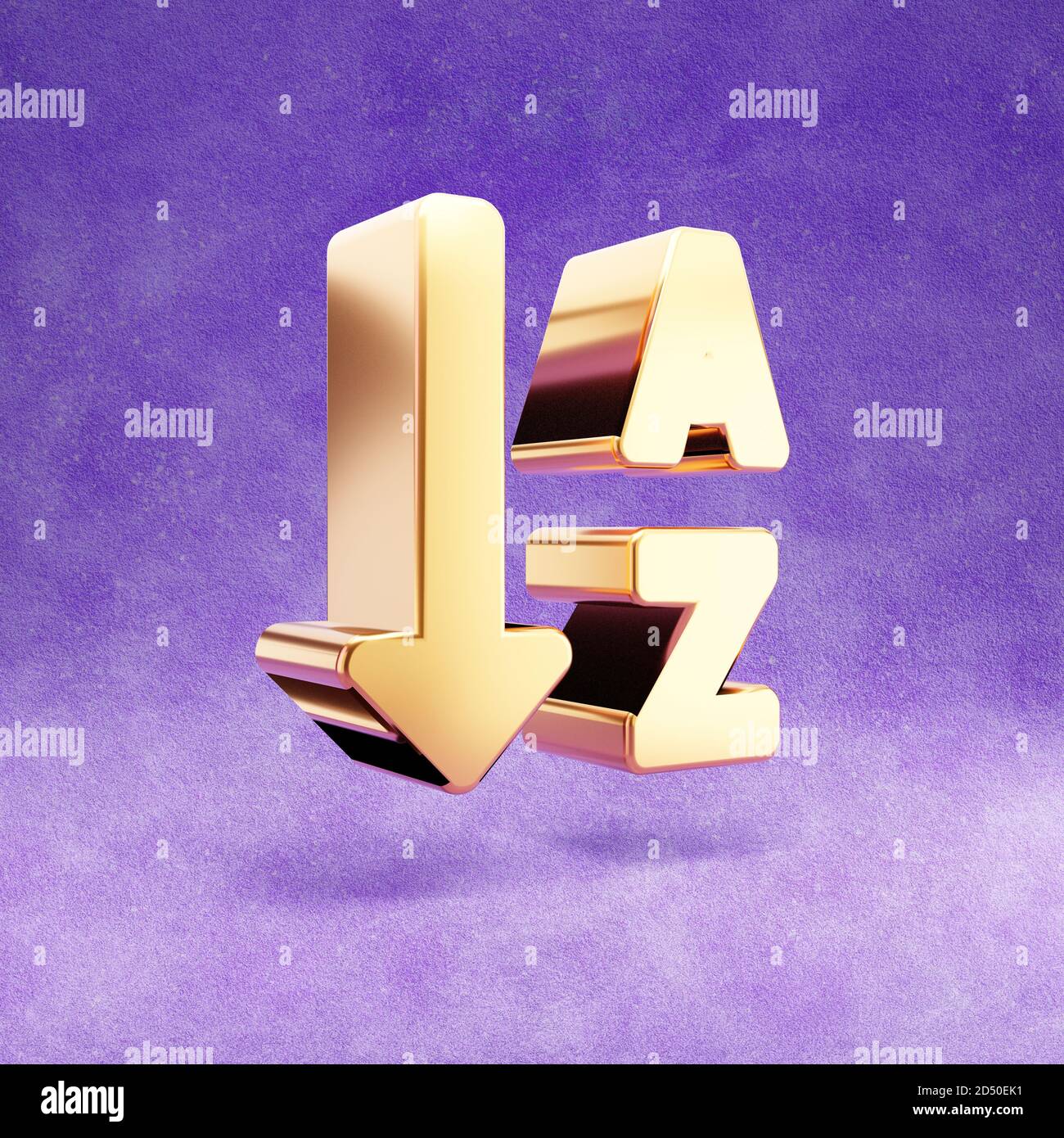 Sort alpha down icon. Gold glossy Sort alpha down symbol isolated on ...