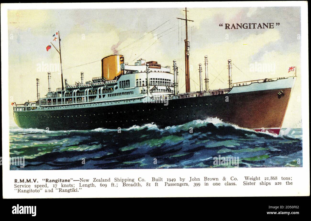 New Zealand Shipping Co., R.M.M.V. Rangitane | usage worldwide Stock ...