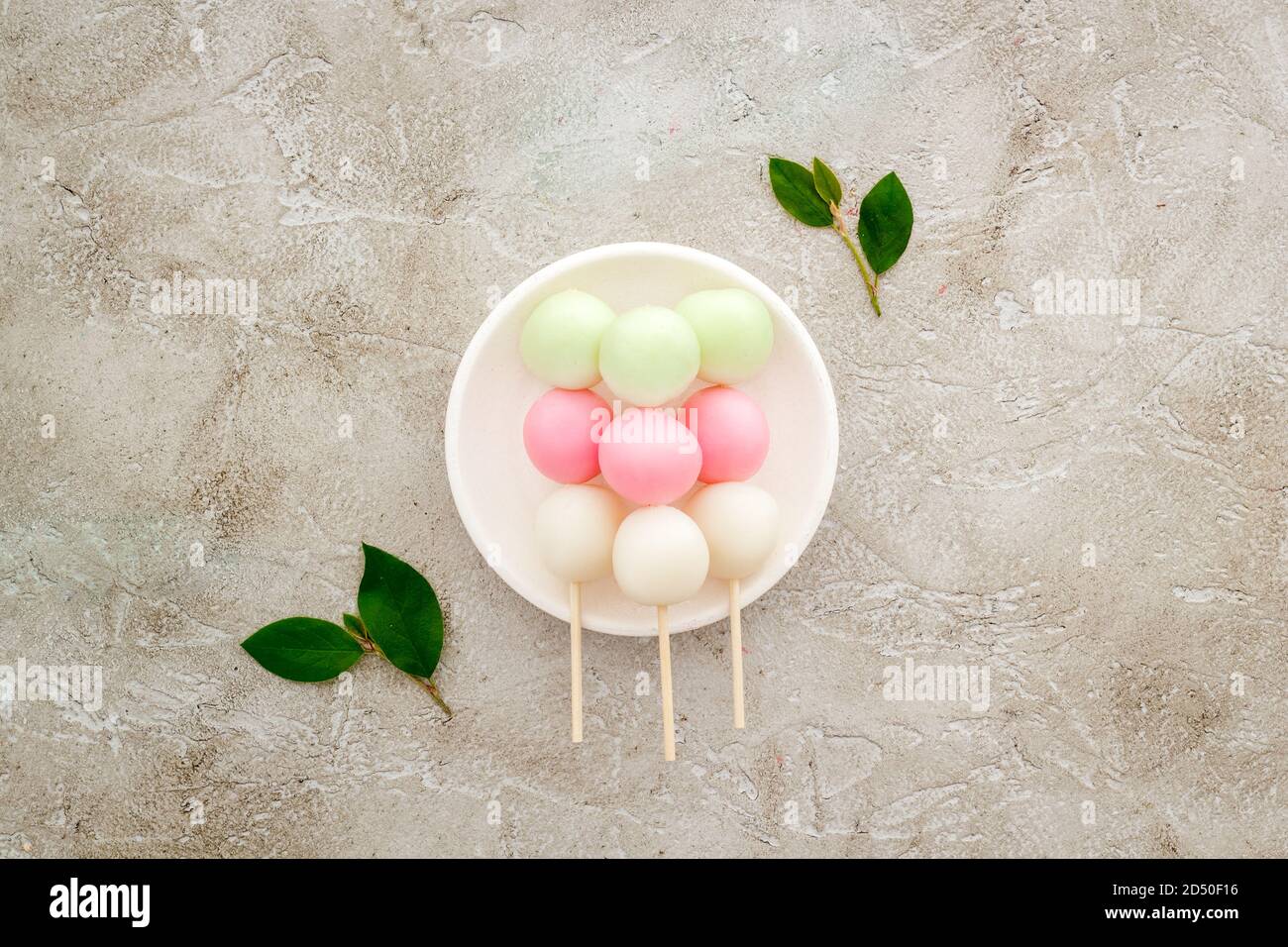Japanese three colored dumplings Dango, top view Stock Photo - Alamy