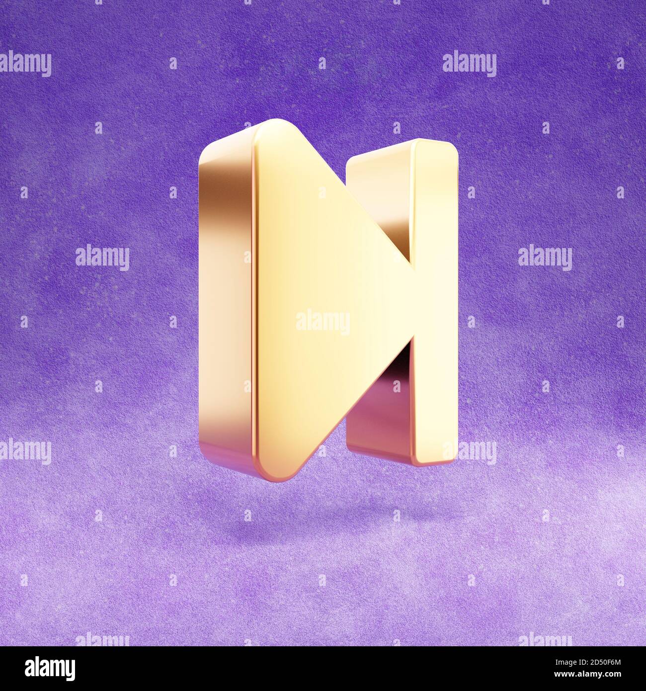 Step forward icon. Gold glossy Step forward symbol isolated on violet ...