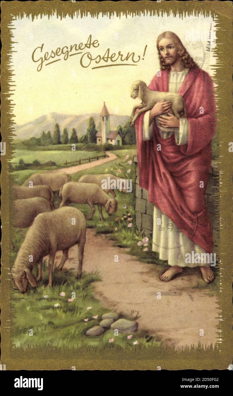 Gesegnete Ostern, Jesus als Hirte, Lämmer, Religion | usage worldwide ...