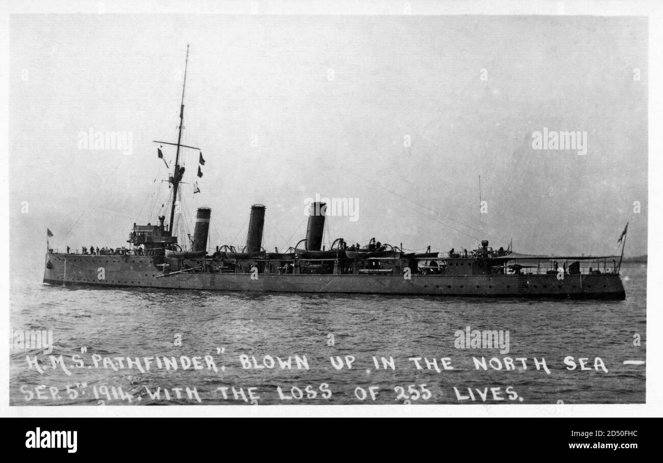 Britisches Kriegsschiff, HMS Pathfinder, Royal Navy, 1914 | usage ...