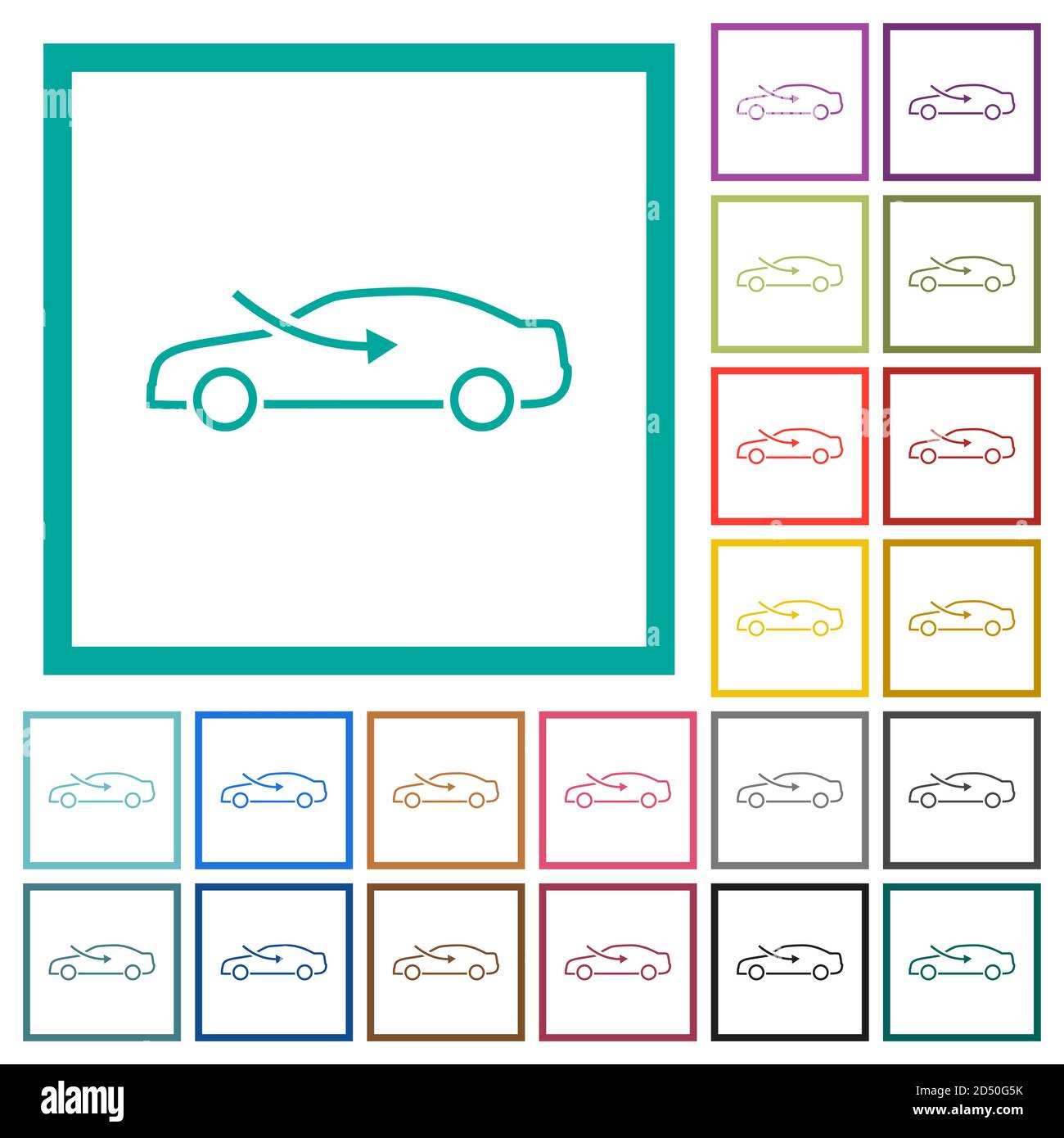 car airflow adjustment external flat color icons with quadrant frames ...