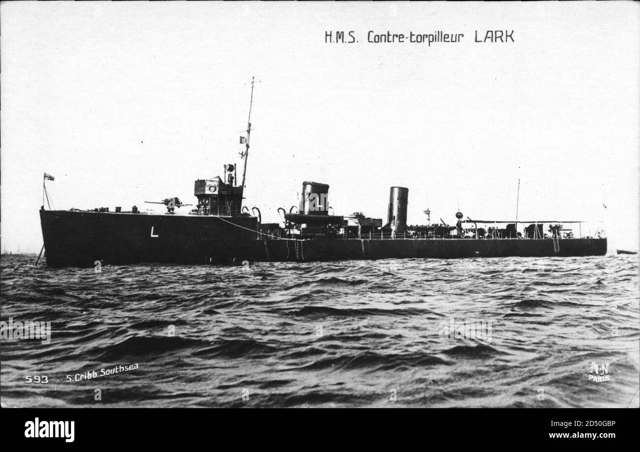 Britisches Kriegsschiff, HMS Lark, Contre Torpilleur, Royal Navy ...