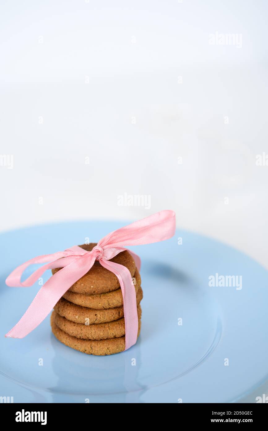 Vegan Cookies tied with a pink ribbon Stock Photo - Alamy