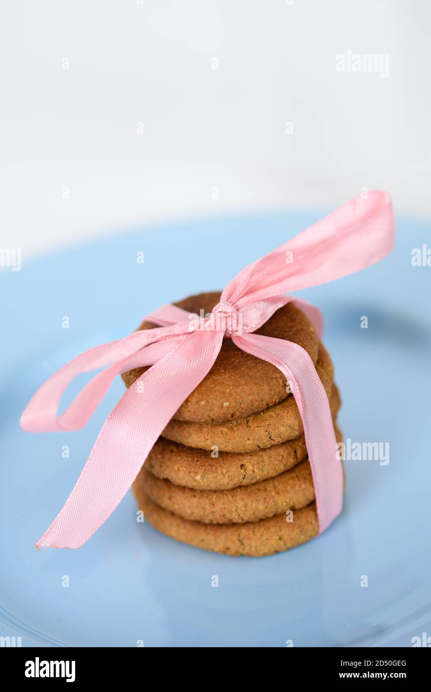 Vegan Cookies tied with a pink ribbon Stock Photo - Alamy