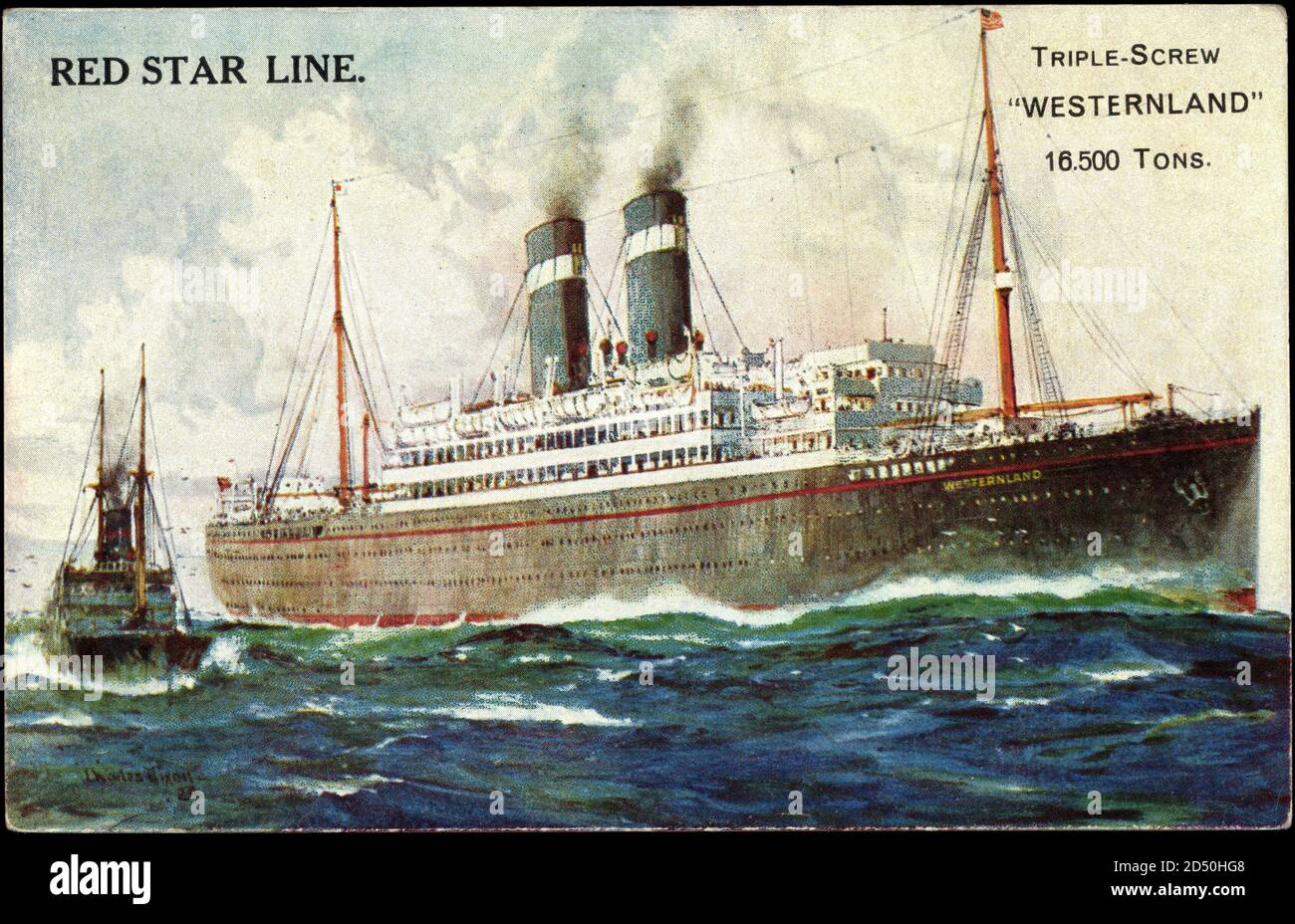 Red Star Line, Triple Screw Westernland | usage worldwide Stock Photo ...