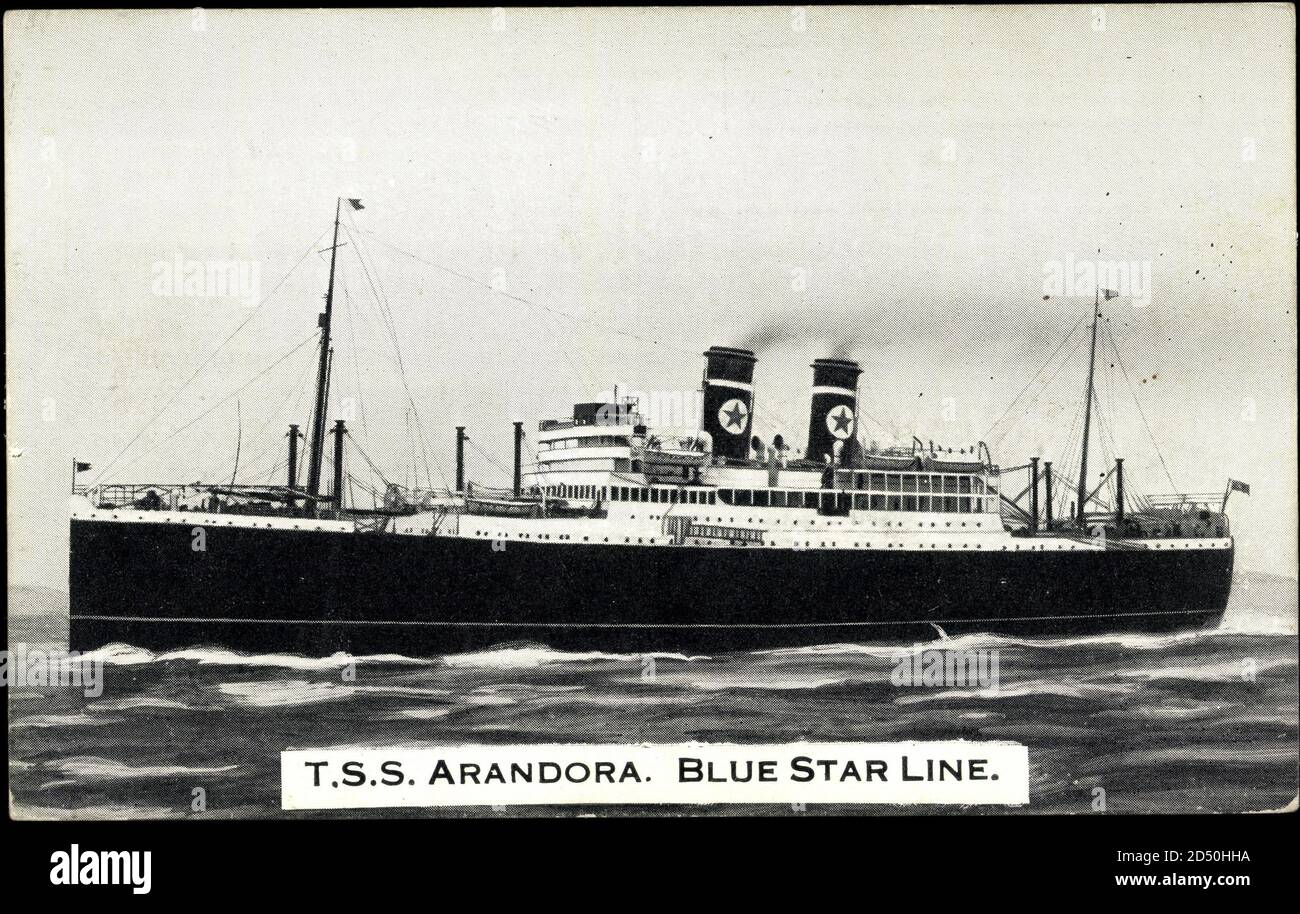 T.S.S. Arandora, Blue Star Line, Dampfschiff | usage worldwide Stock ...