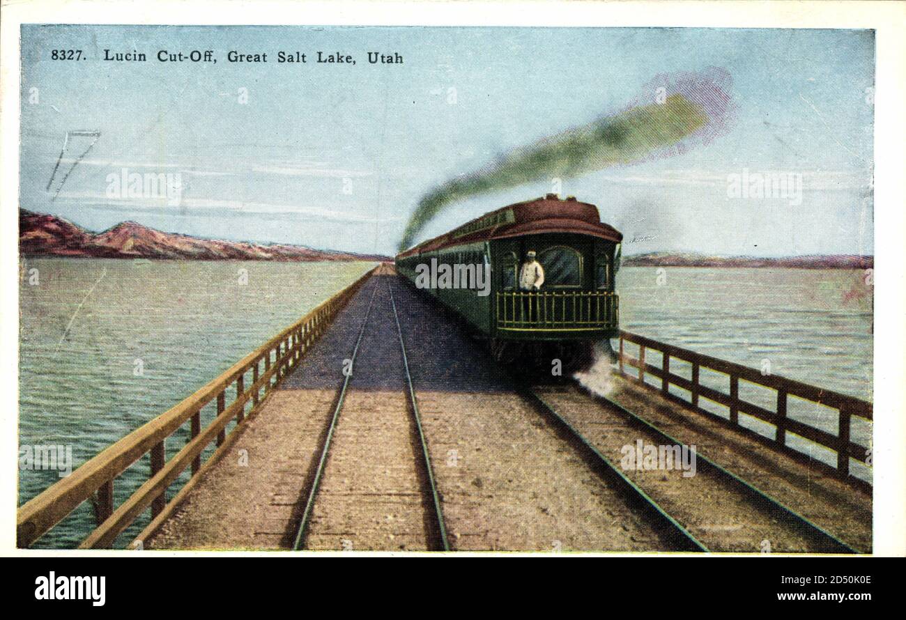 Great Salt Lake Utah USA, Lucin Cut Off, Eisenbahn | usage worldwide ...