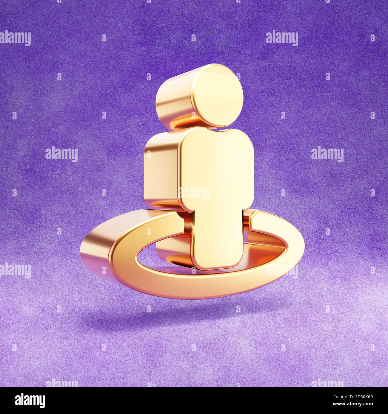 Street view icon. Gold glossy Street view symbol isolated on violet ...