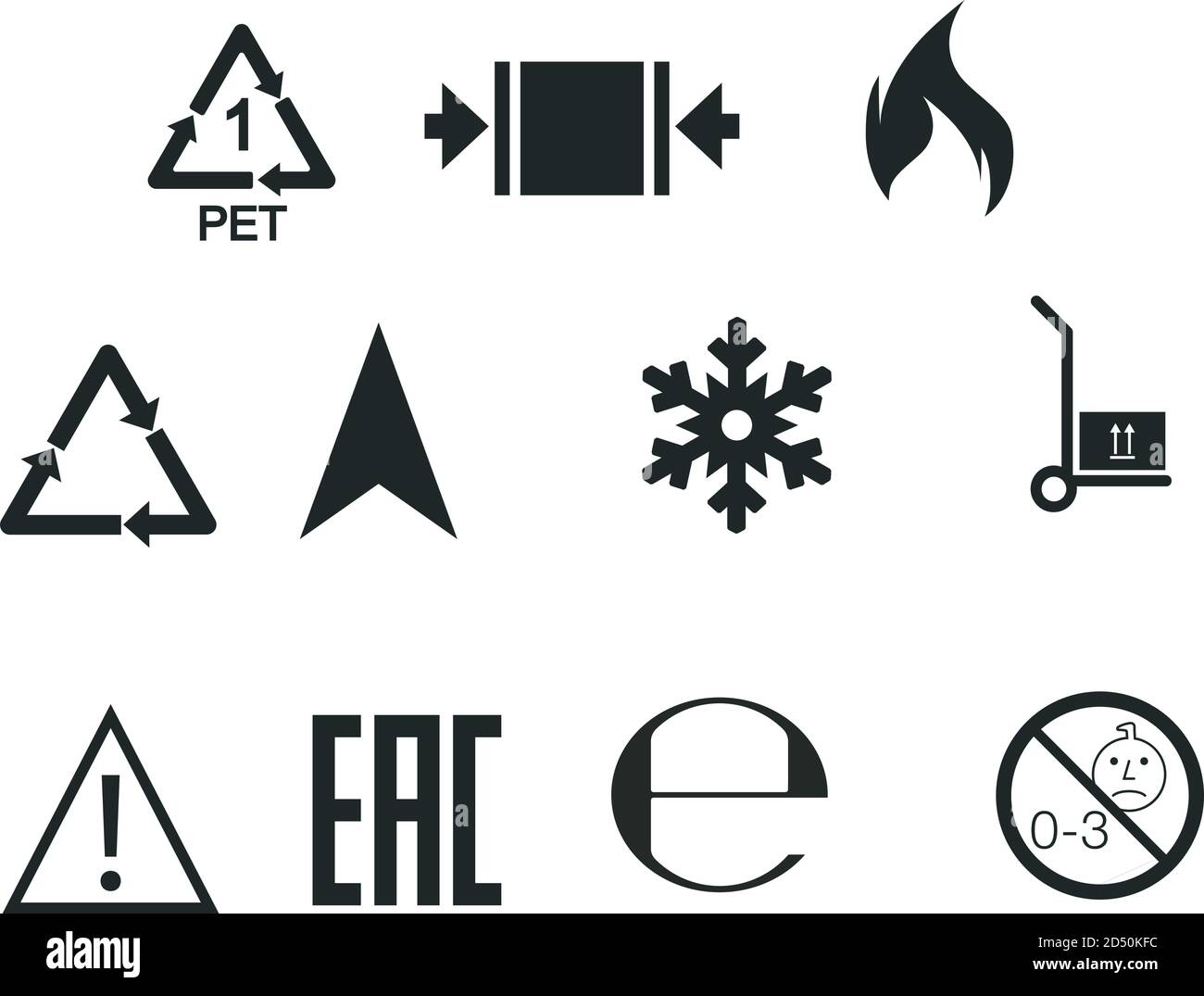 Set packaging symbols on Cut Out Stock Images & Pictures - Alamy