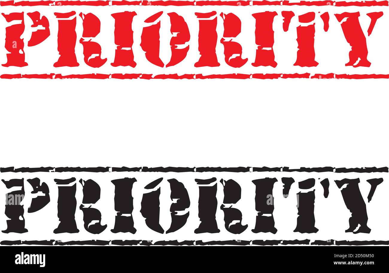 the inscription "priority" written in the style of a military stamp ...