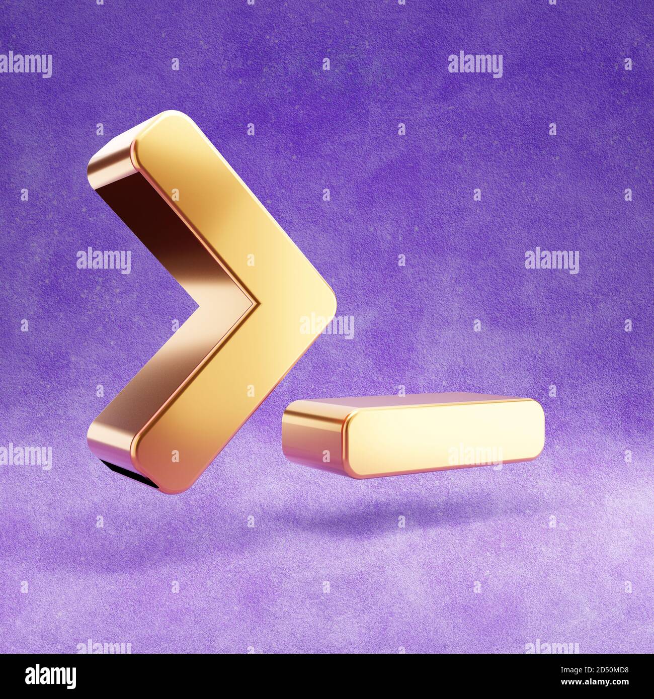 Terminal icon. Gold glossy Terminal symbol isolated on violet velvet ...
