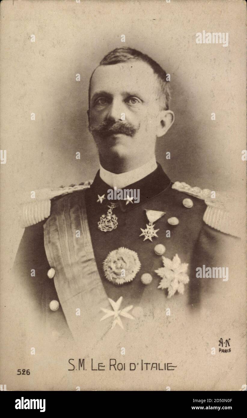 König Viktor Emanuel III. von Italien, Portrait, Uniform, Orden ...