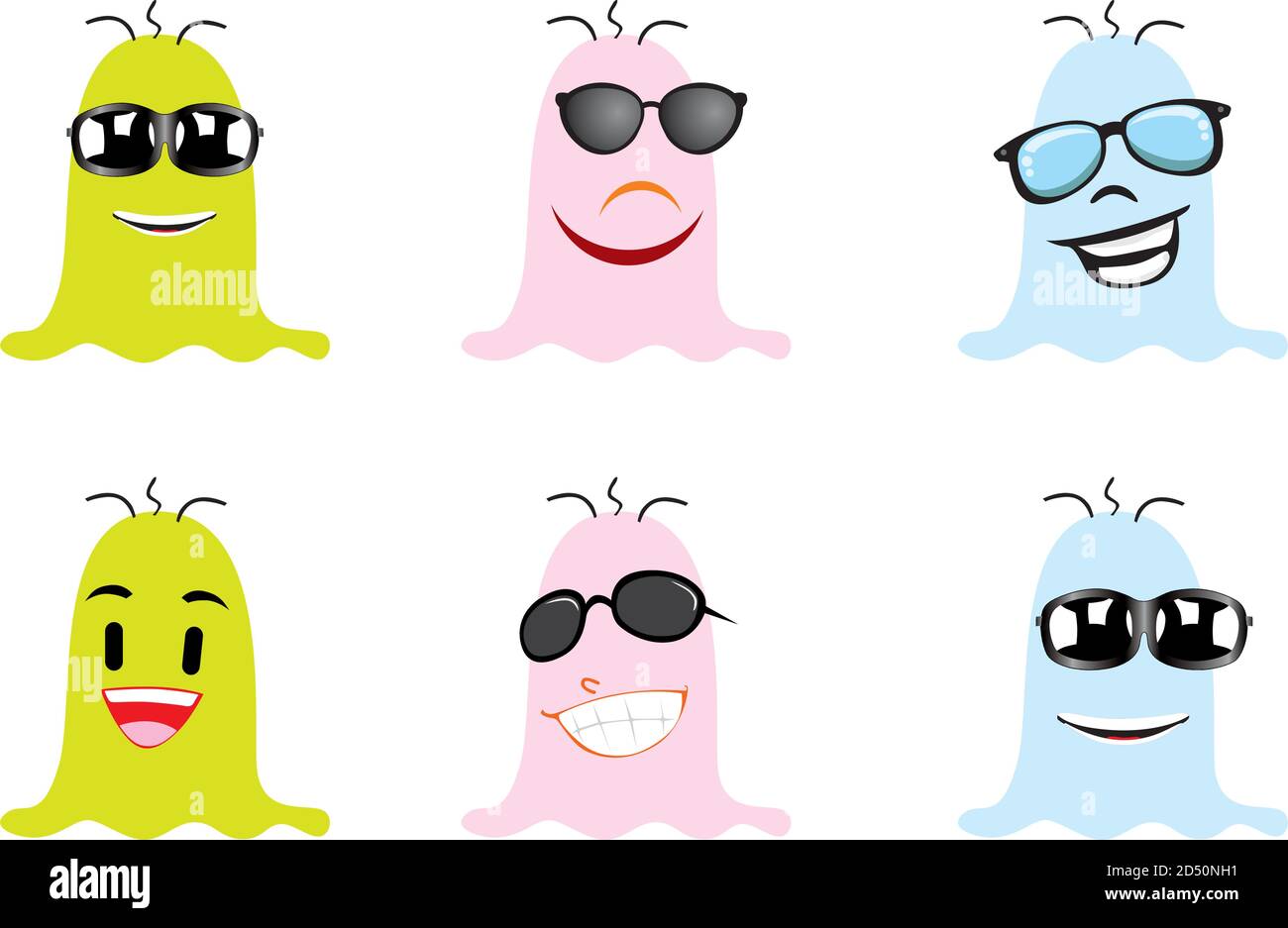 set of smiling faces, vector graphics, moving elements Stock Vector ...