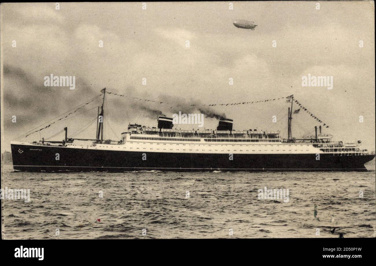 United States Lines, Dampfschiff S.S. Manhattan, Zeppelin | usage ...