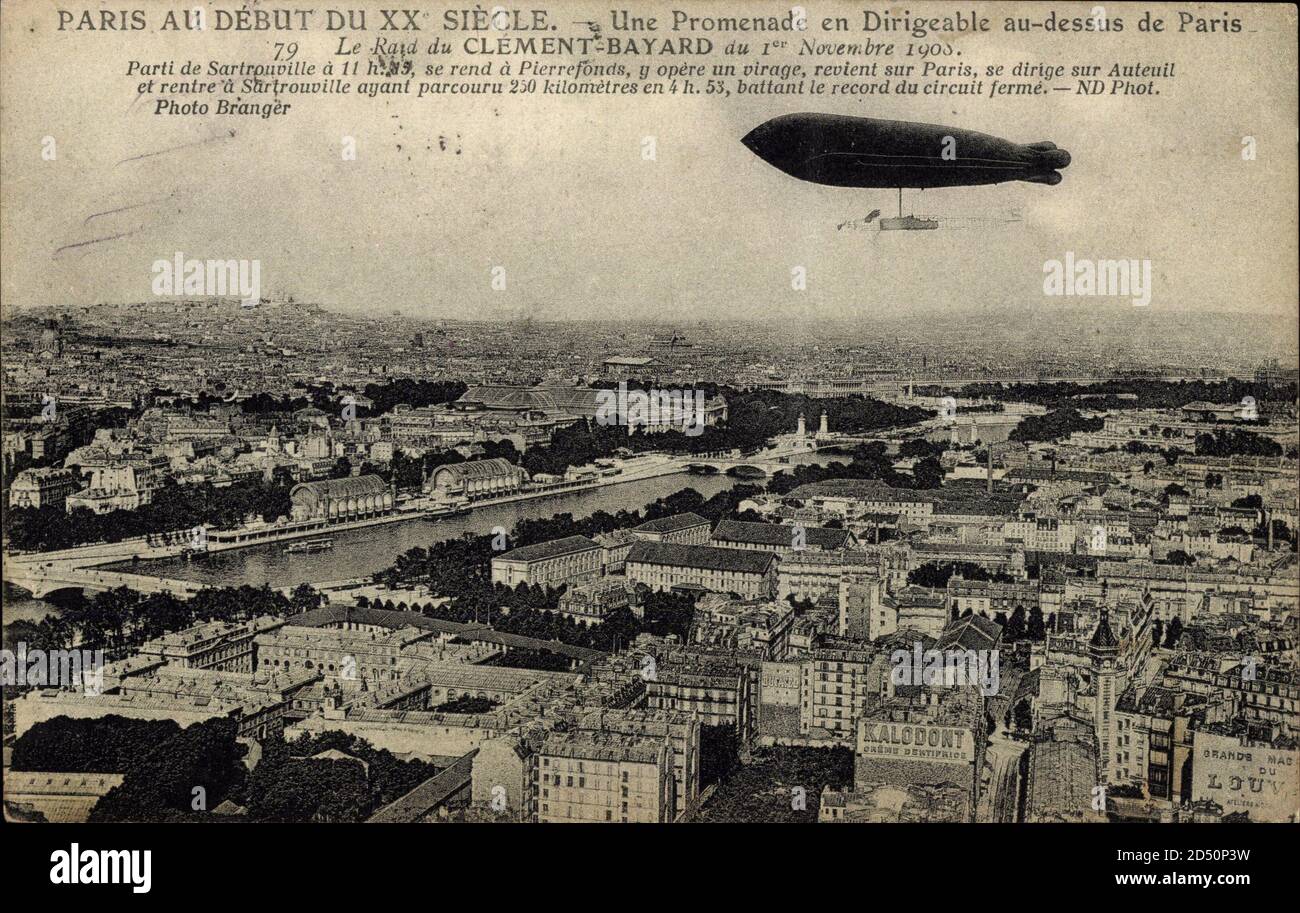 Paris, Raid du Clement Bayard, 1 Novembre 1908, Dirigeable, Zeppelin ...