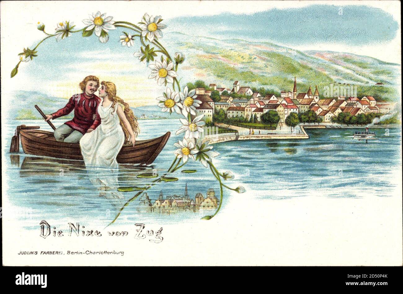 Zug, Ortschaft mit Landschaft, Die Nixe von Zug | usage worldwide Stock ...