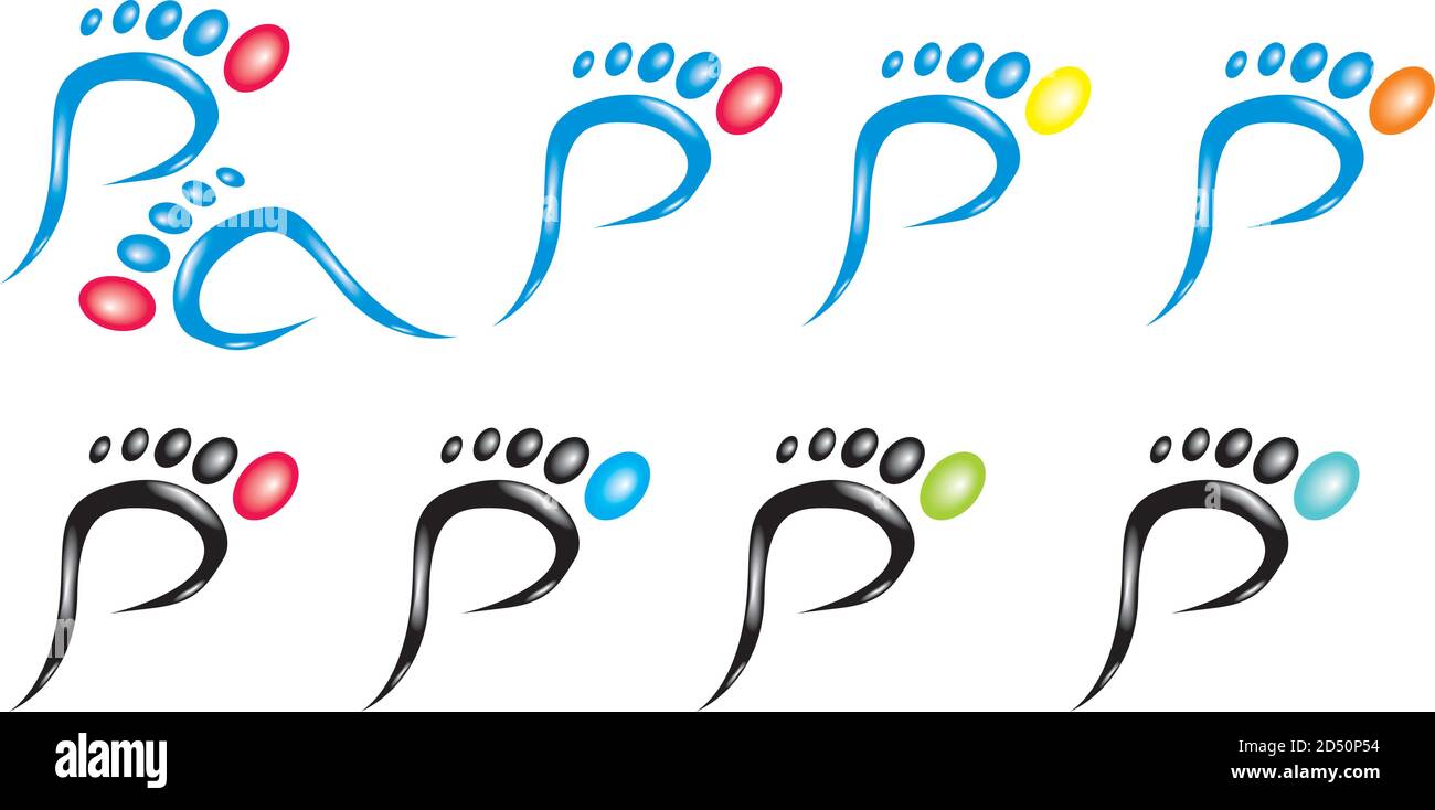 vector logo with element of foot in many colours on white background ...
