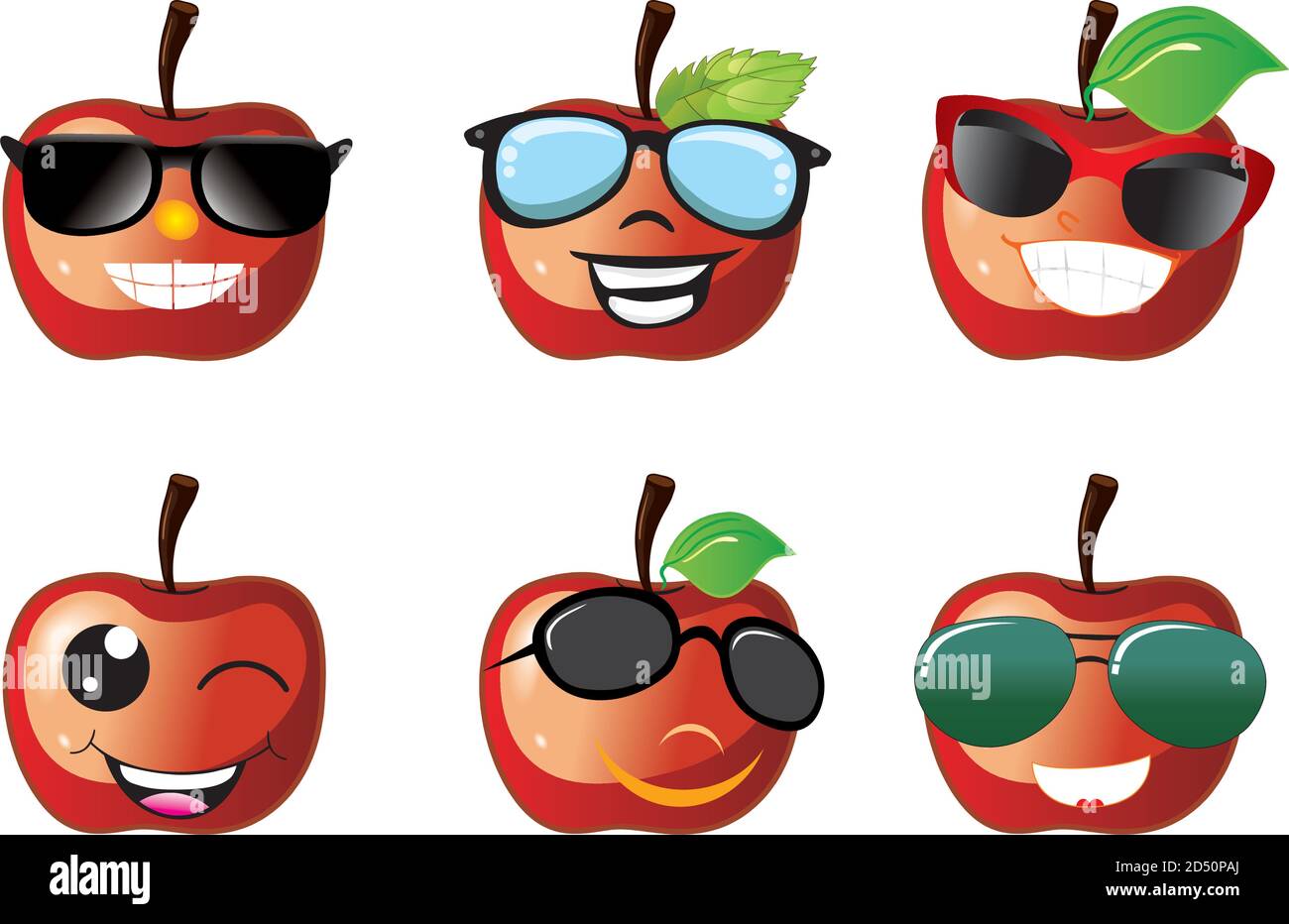 Vector set of cartoon character with many expressions. Apple Stock ...