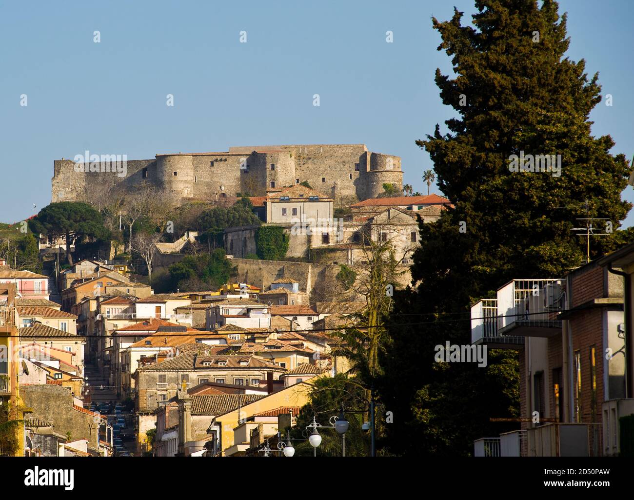 Italy Calabria Vibo Valentia -view with the castle Stock Photo - Alamy
