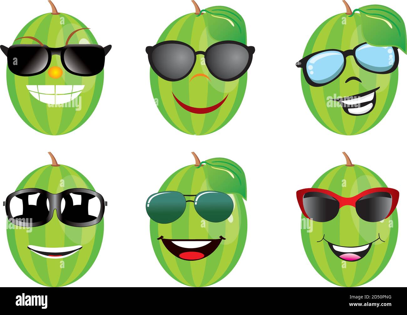 Smiling Watermelons Cartoon Mascot Character. Vector Illustration Stock ...