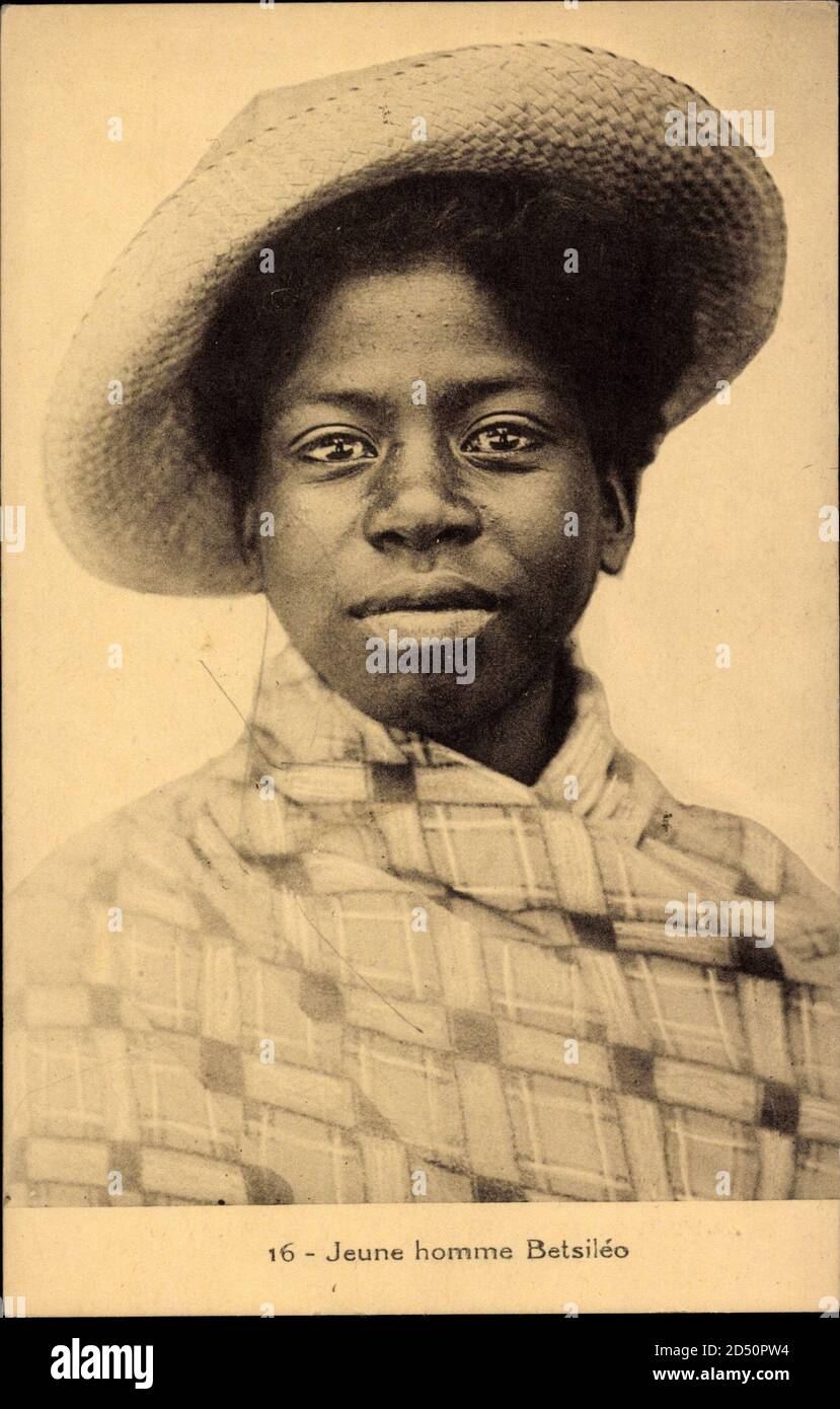 Madagaskar, Jeune homme Betsileo, Junger Afrikaner, Strohhut | usage ...