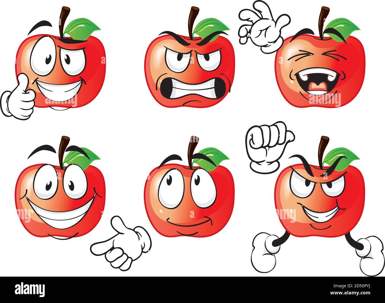 Vector set of cartoon character with many expressions. Apple Stock ...